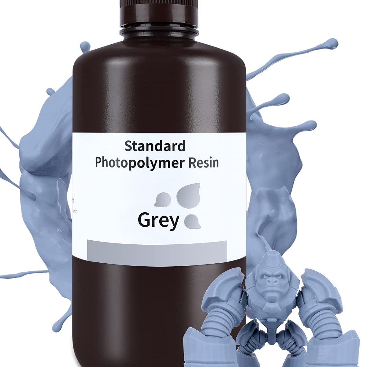 ELEGOO Standard 3D Printer Photopolymer Resin Grey 1000g, High Precisi ...
