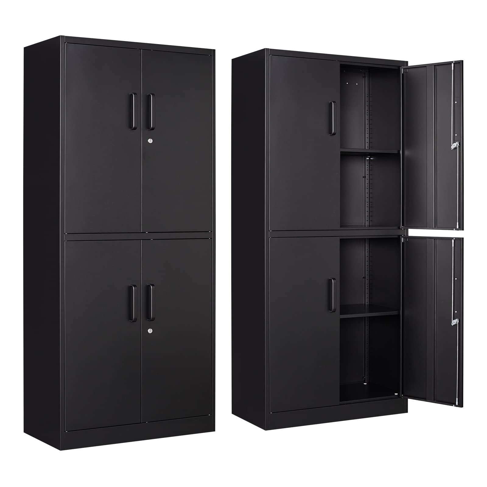 STANI Metal Storage Cabinet, Locking Steel Storage Cabinet with 4 Doors ...