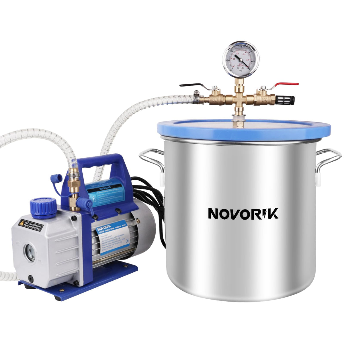 NOVORIK Vacuum Chamber with Pump Kit 3.6CFM 1/4HP Single Stage Vacuum ...