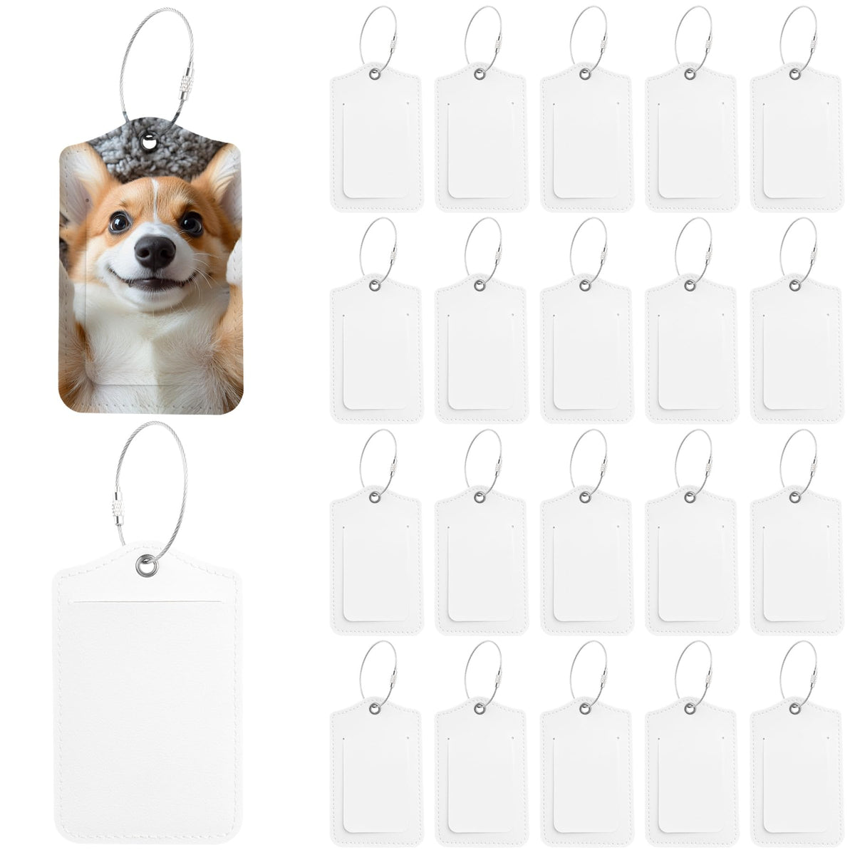 Framendino, 20 Pack Sublimation Luggage Tags PU Leather Luggage Tags w ...