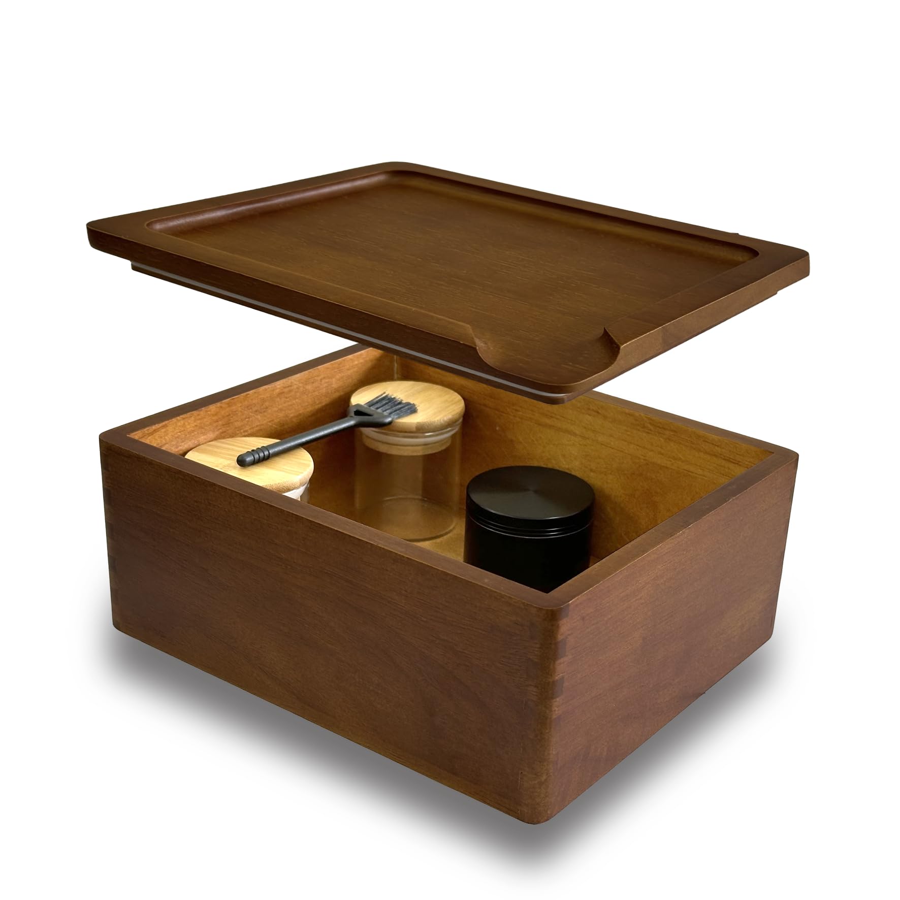 Misecrisa Stash Box with Tray - Large Wooden Box with Accessories ...