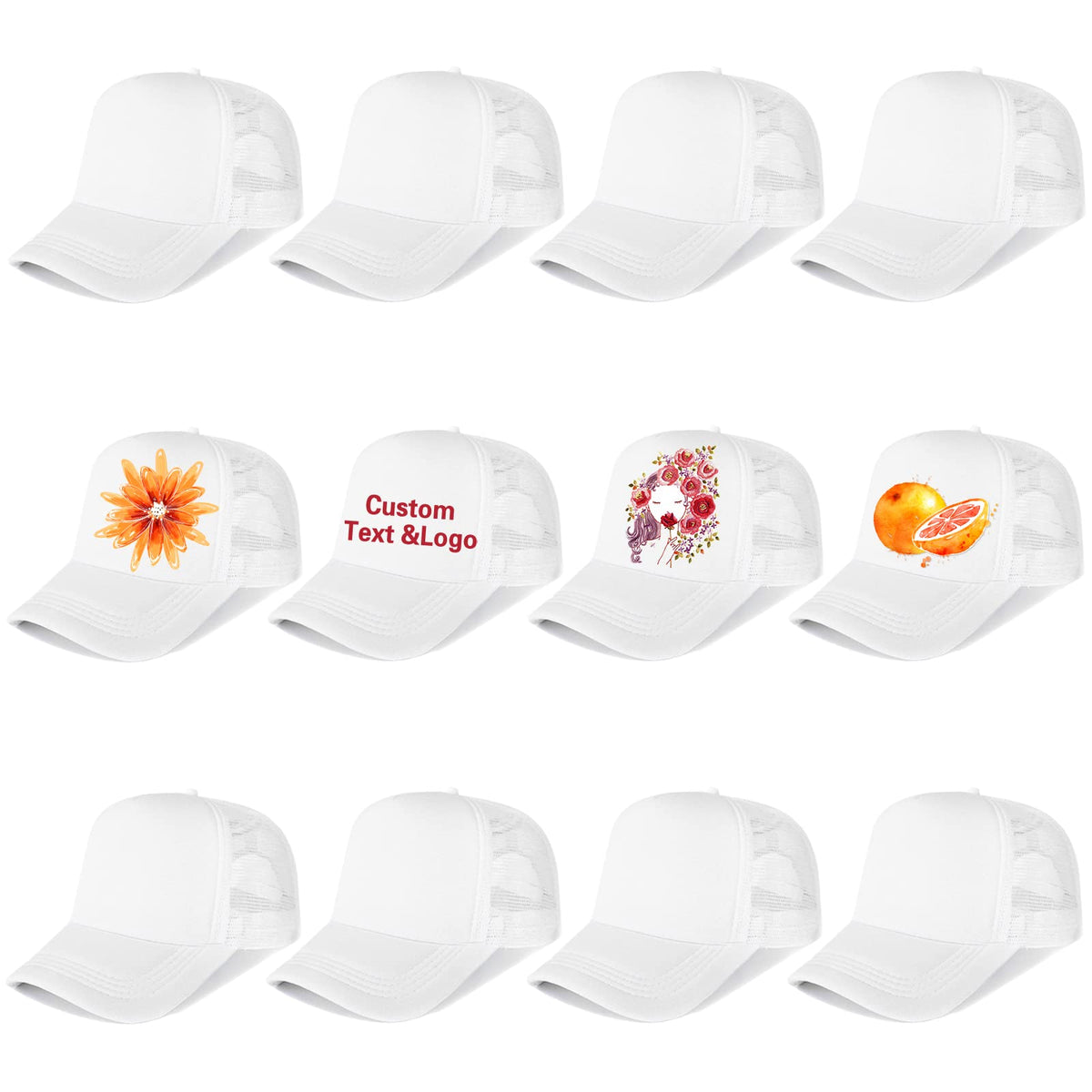 Ultrafun 12 Pack Trucker Hat Summer Mesh Sublimation Blank Hats Adjust ...