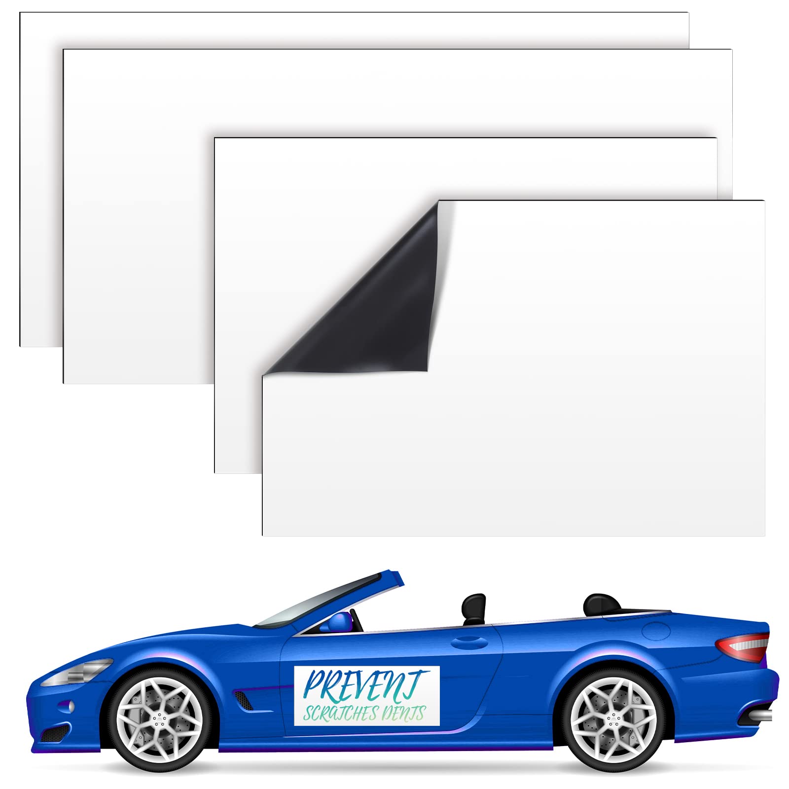 Tallew 4 Pcs Blank Magnets for Vehicles Rounded Corners Blank Car ...