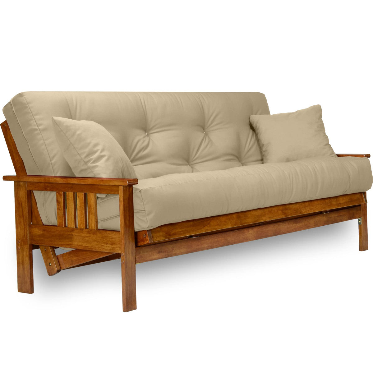 Nirvana Futons Stanford Futon Set - Full Size, Frame, 8" Twill Khaki M ...