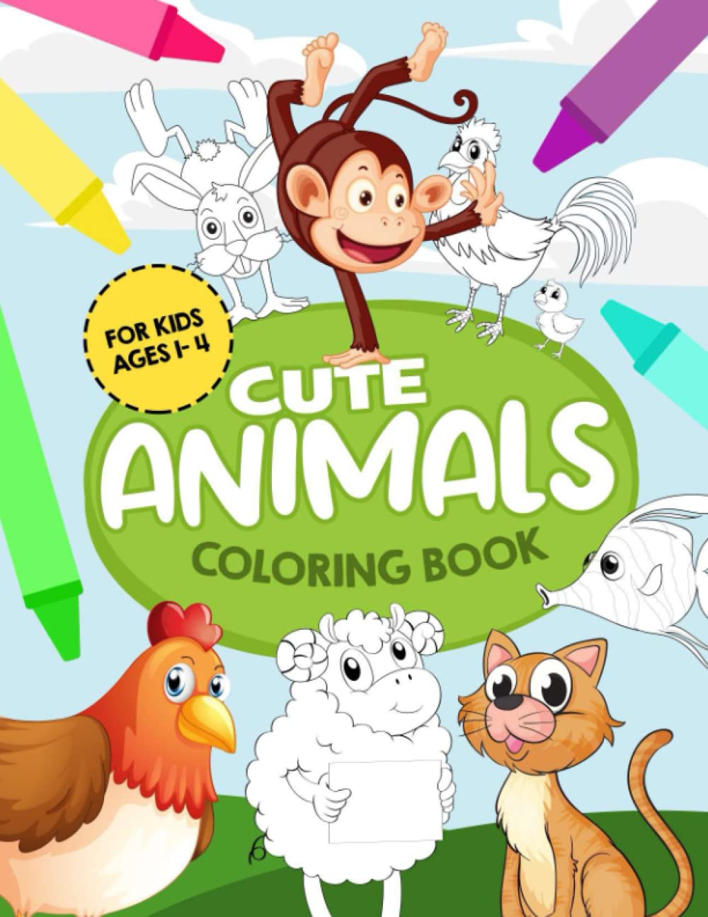 Cute Animals Coloring Book for Kids Ages 1- 4 Years Old: Coloring Book ...