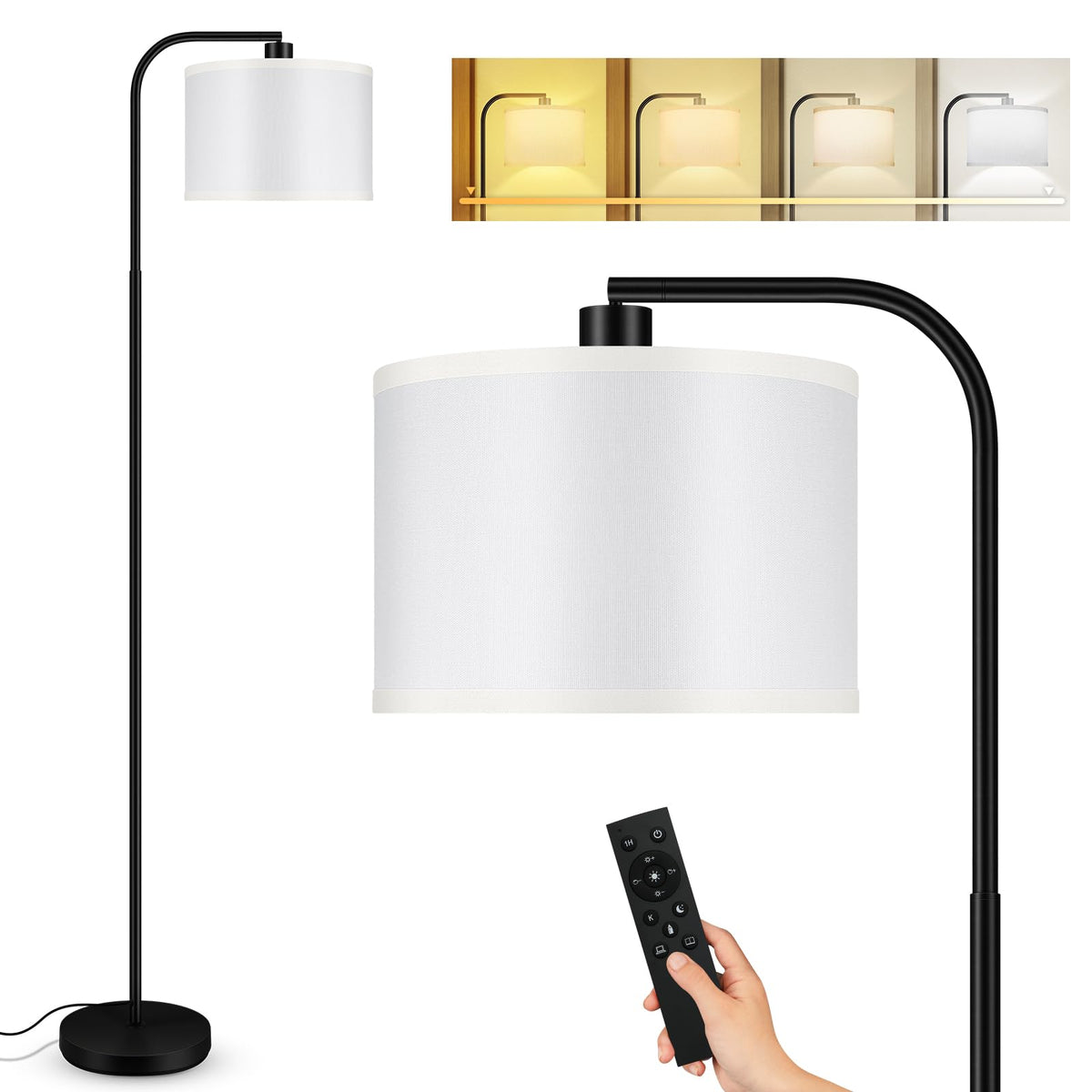 BoostArea Dimmable Floor Lamp for Living Room,Arc Sofa Lamps with Remo ...