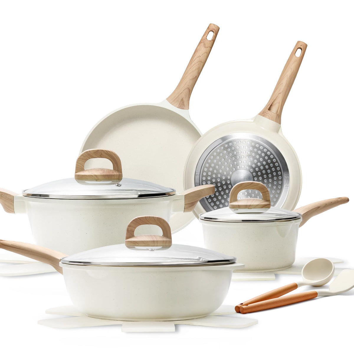 14 Pcs Pots and Pans Set, Nonstick Cookware Sets, Granite Induction Co ...