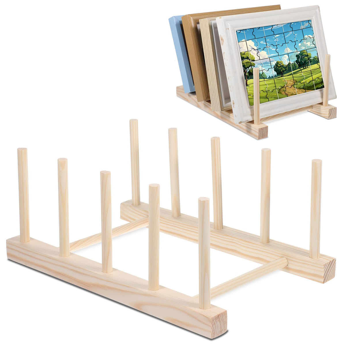 Wooden Puzzle Display Stand, Jigsaw Puzzle Holder Rack Wood Display St ...