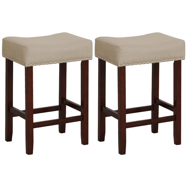 Giantex 25" Counter Height Bar Stools Set of 2 - Backless Saddle Barst ...