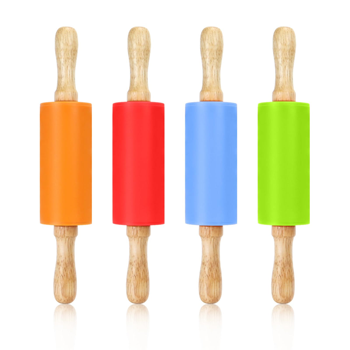 Faxco 4 Pack Mini Rolling Pin for Kids, 9 Inch Wooden Handle Rolling P ...