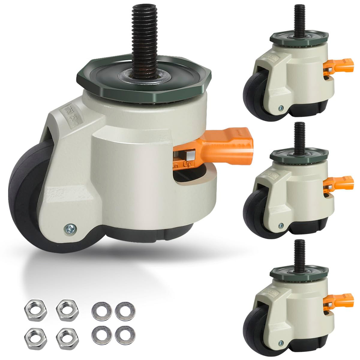 Leveling Stem Casters, M12 Thread Casters Set of 4 Heavy Duty with Lev ...