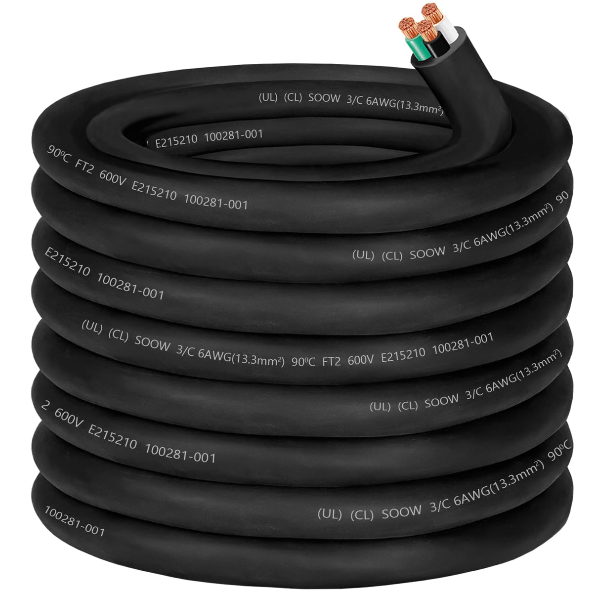 6/3 6 Gauge SOOW Electric Wire 6 AWG 6/3 Portable Power Cable 600V 3 C ...