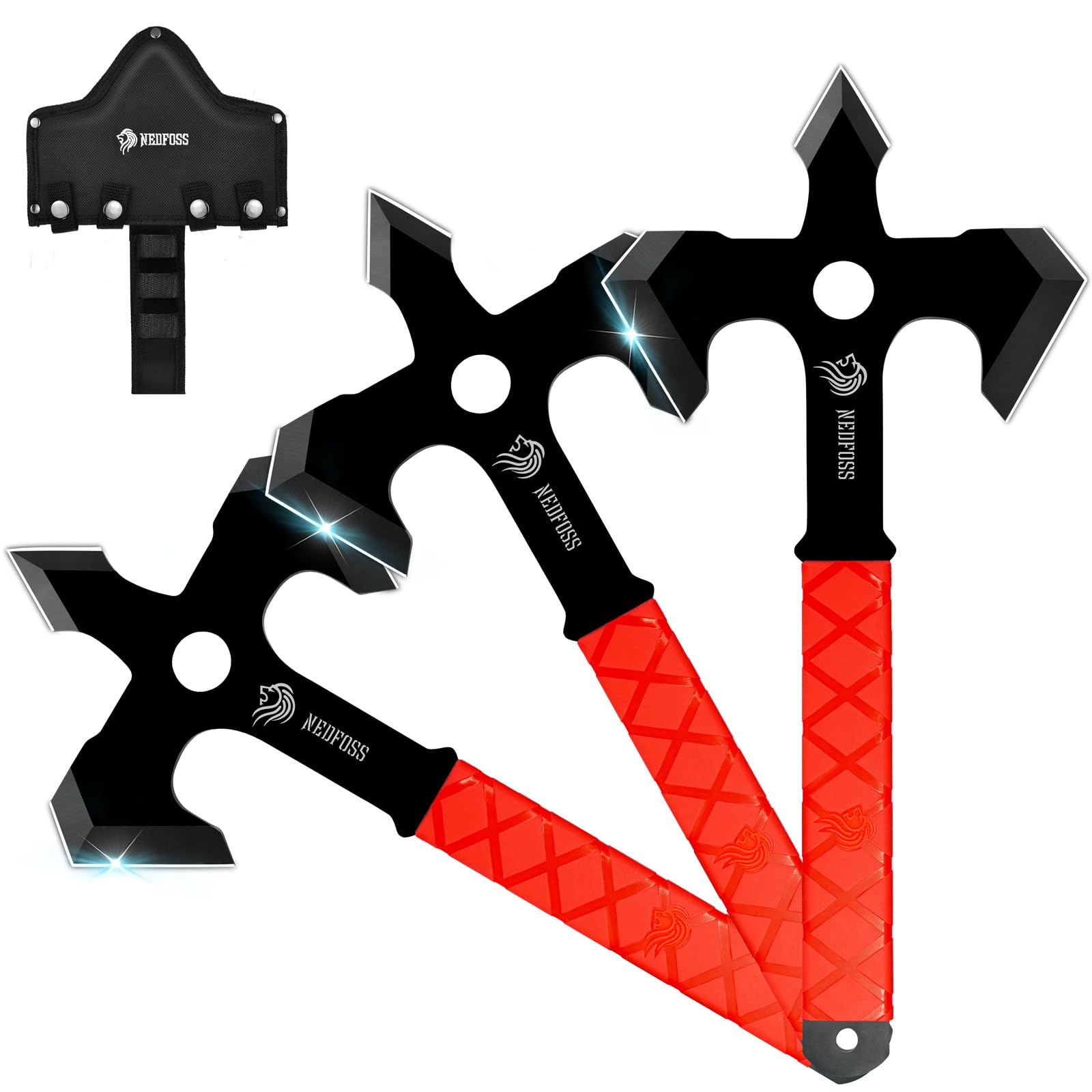 NedFoss Axe Throwing, 11.9" Full Tang Triple Edge Throwing Axe with ...