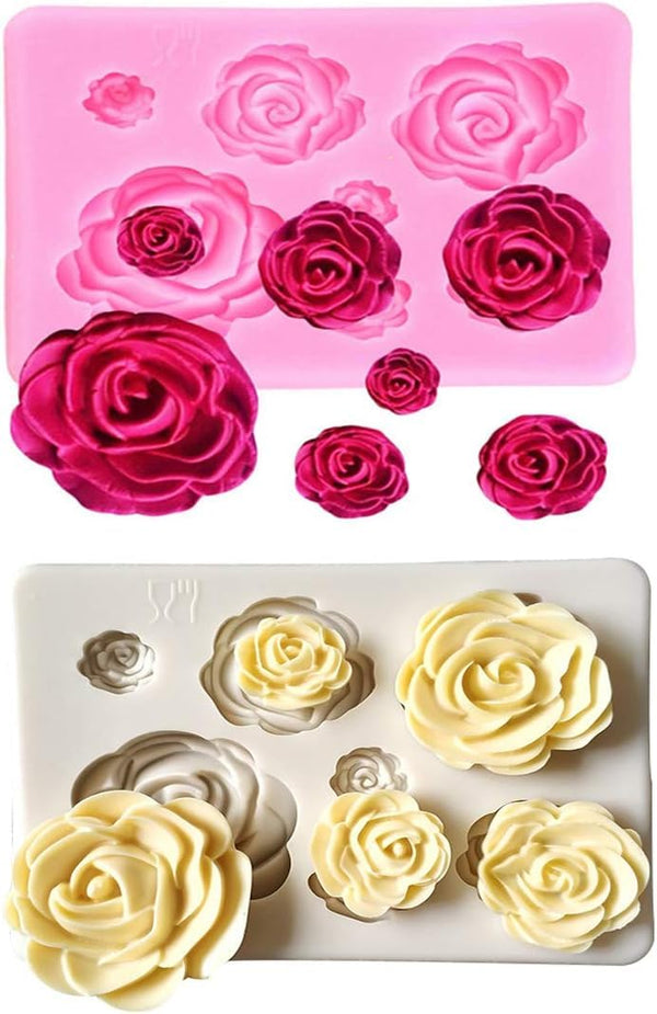 2PCS Rose Flowers silicone molds Cake Chocolate Mold wedding Cake Deco ...