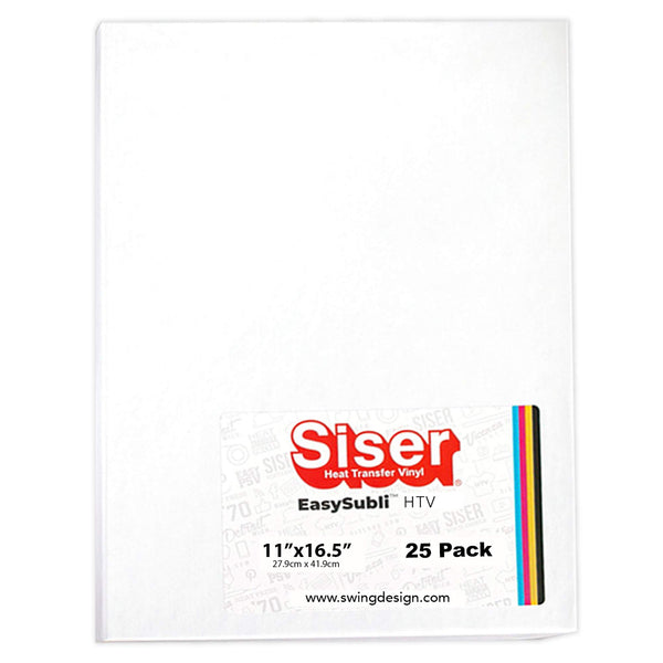 Siser EasySubli Sublimation Heat Transfer Vinyl 11" x 16.5" - 25 Sheet ...