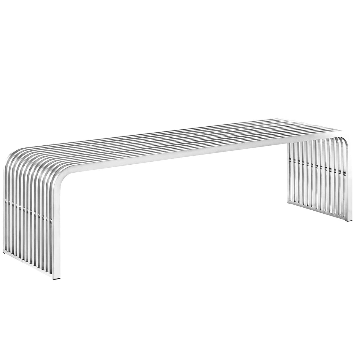 Modway Pipe Contemporary Modern Stainless Steel Metal Bench, 60 ...