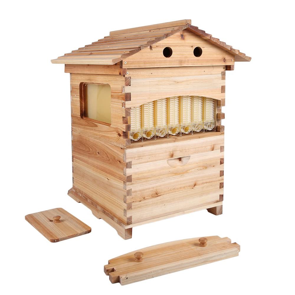 RABRIN Flows Beehive Kit,Wooden Beekeeping House Beehive Boxes with 7 ...