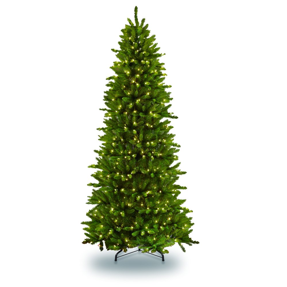 Puleo International 7.5 Foot Pre-Lit Slim Fraser Fir Artificial Christ ...