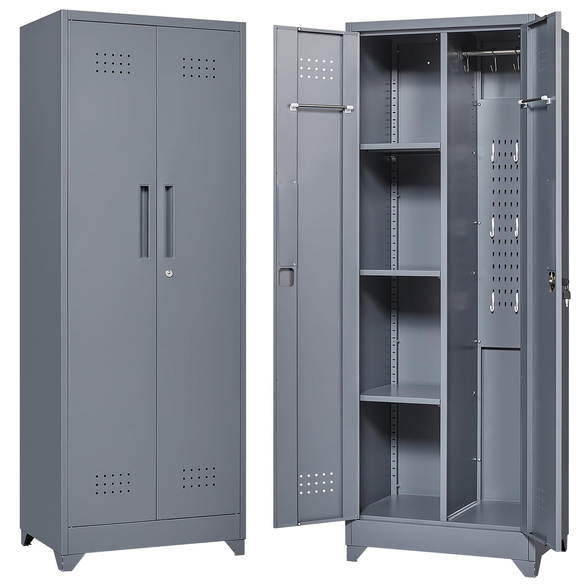 STEELIST Metal Storage Cabinet with Doors, Tall Storage Cabinet, 65" H ...