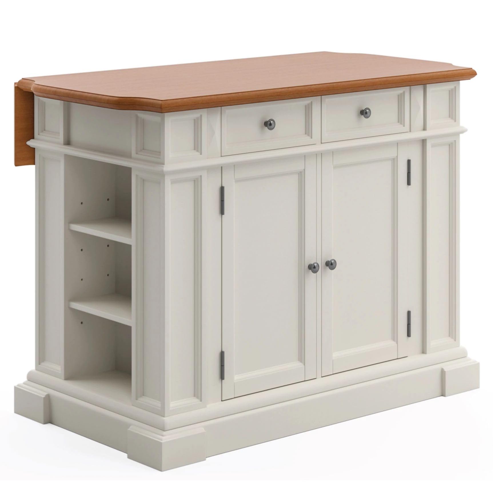 Homestyles Americana Kitchen Island with Wood Top and Drop Leaf ...