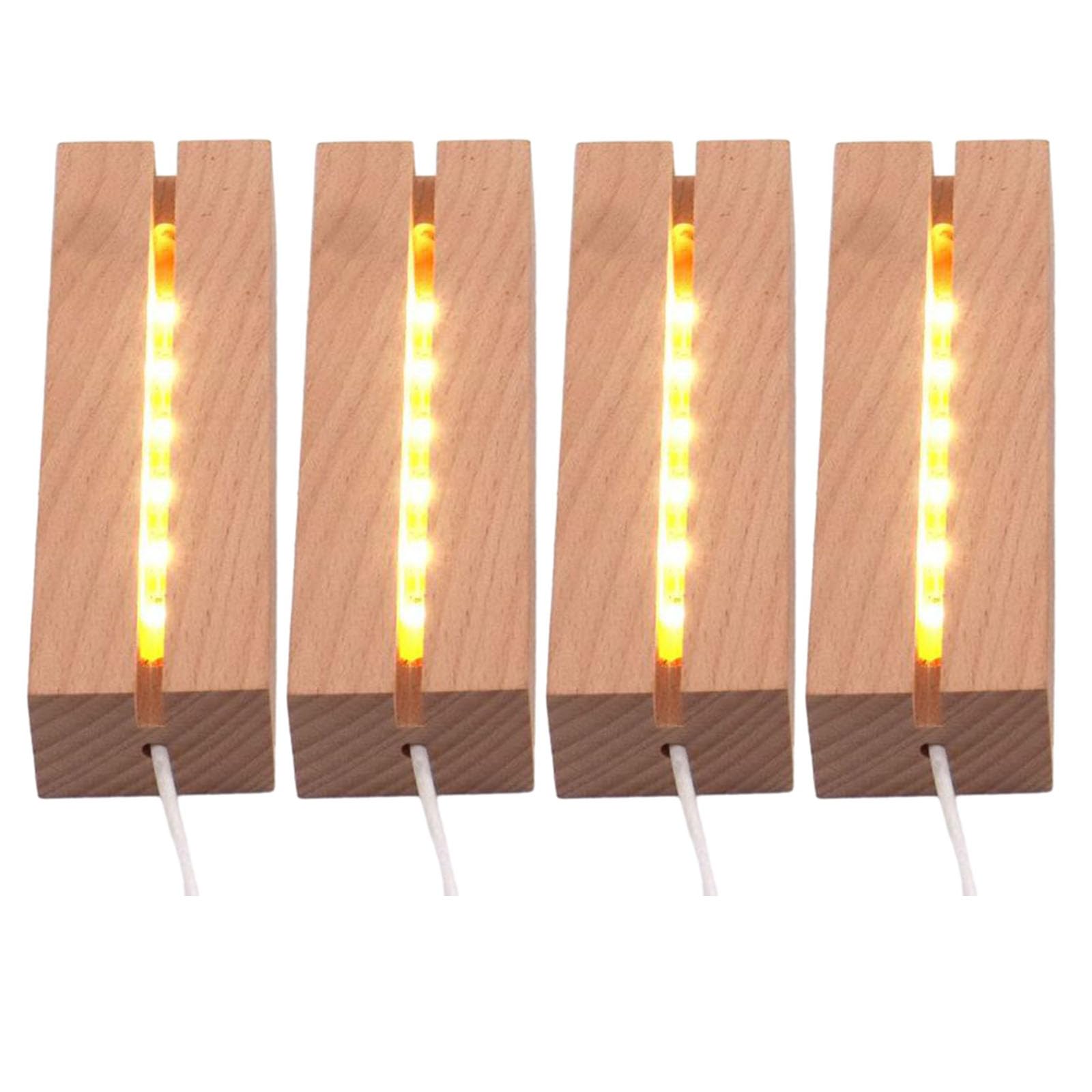 Lyshujli 4Pcs 6" Warm Light Wooden LED Lights Display Pedestal ...