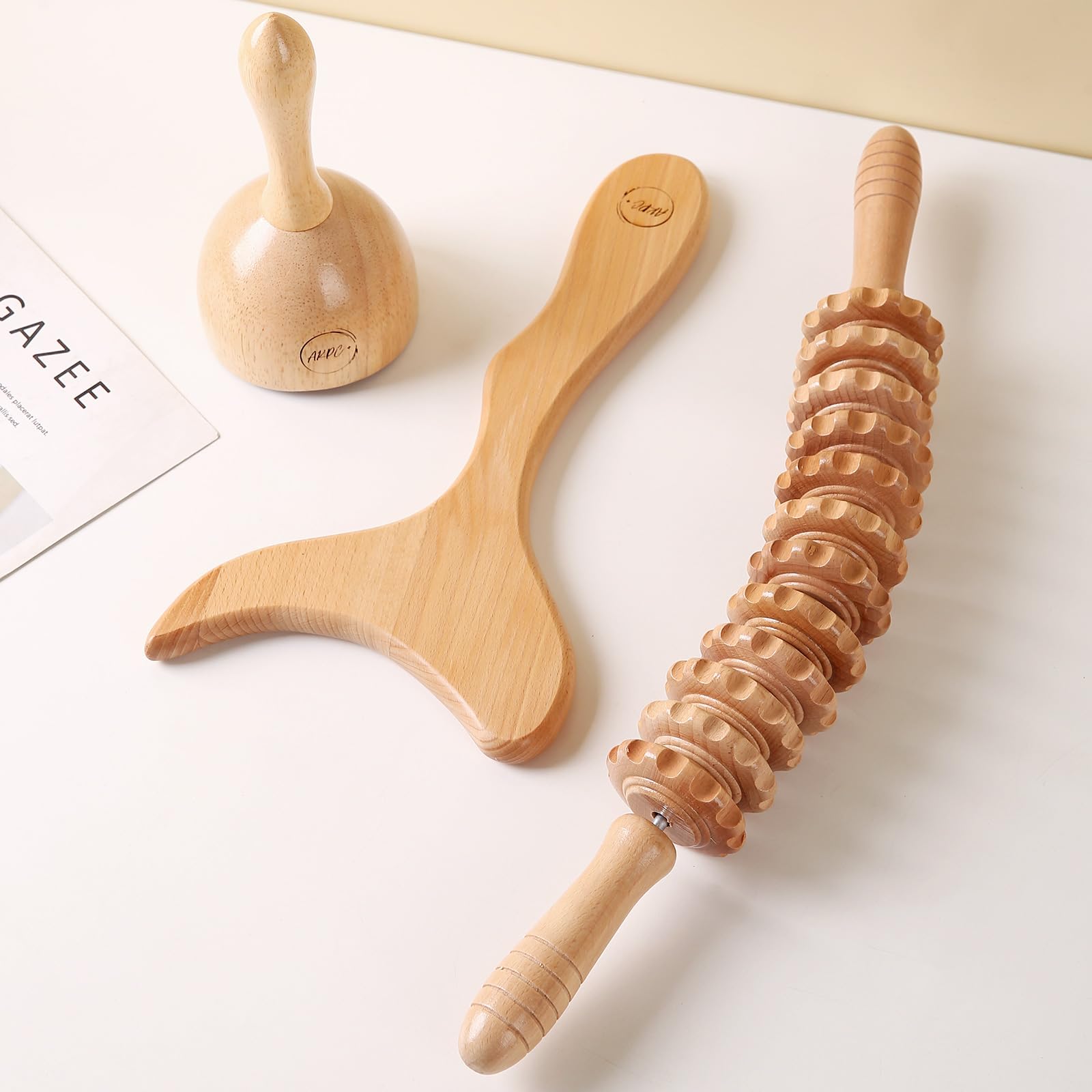 AKPC+ Wood Therapy Massage Set, 3 in-1 Professional Maderoterapia Kit ...