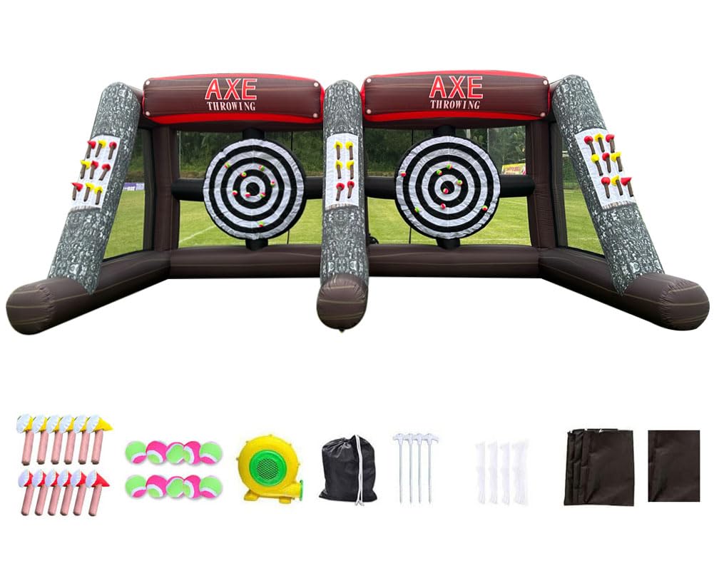 Dual Inflatable Axe Throwing Inflatable Ball Toss Target Dart Board wi ...