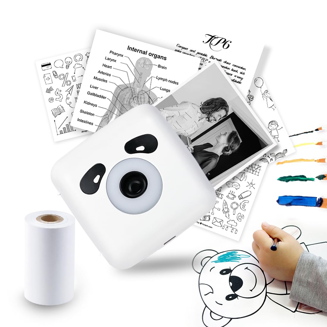 vretti Portable Thermal Printer,Bluetooth Mini Pocket Printer Compatib ...