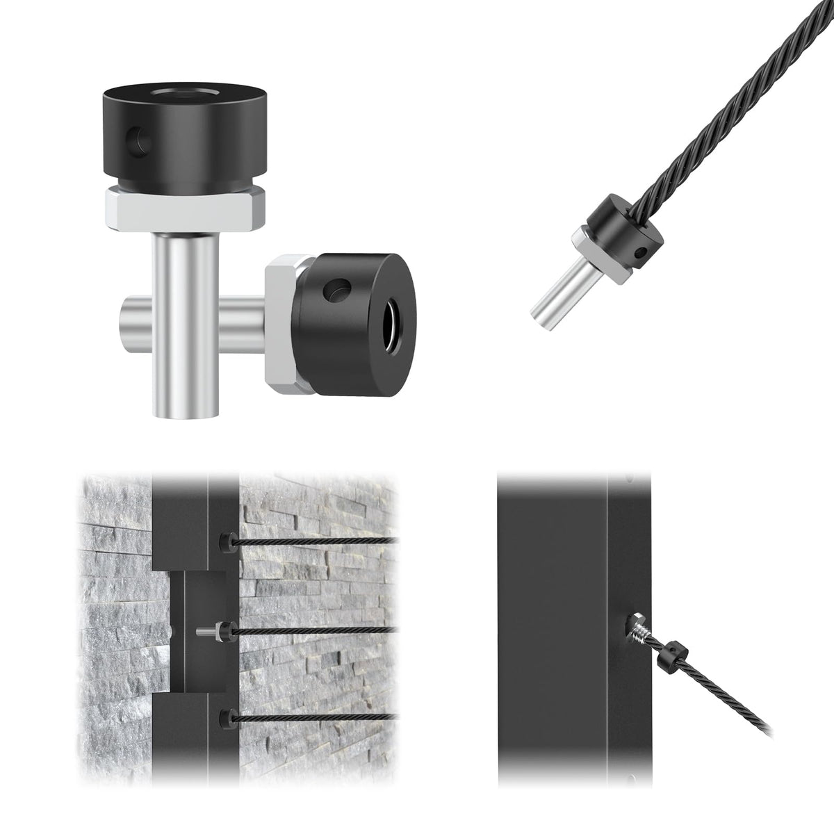 BLIKA 20 Pack 1/8" Black Cable Railing Anchor Terminal, T316 Stainless ...