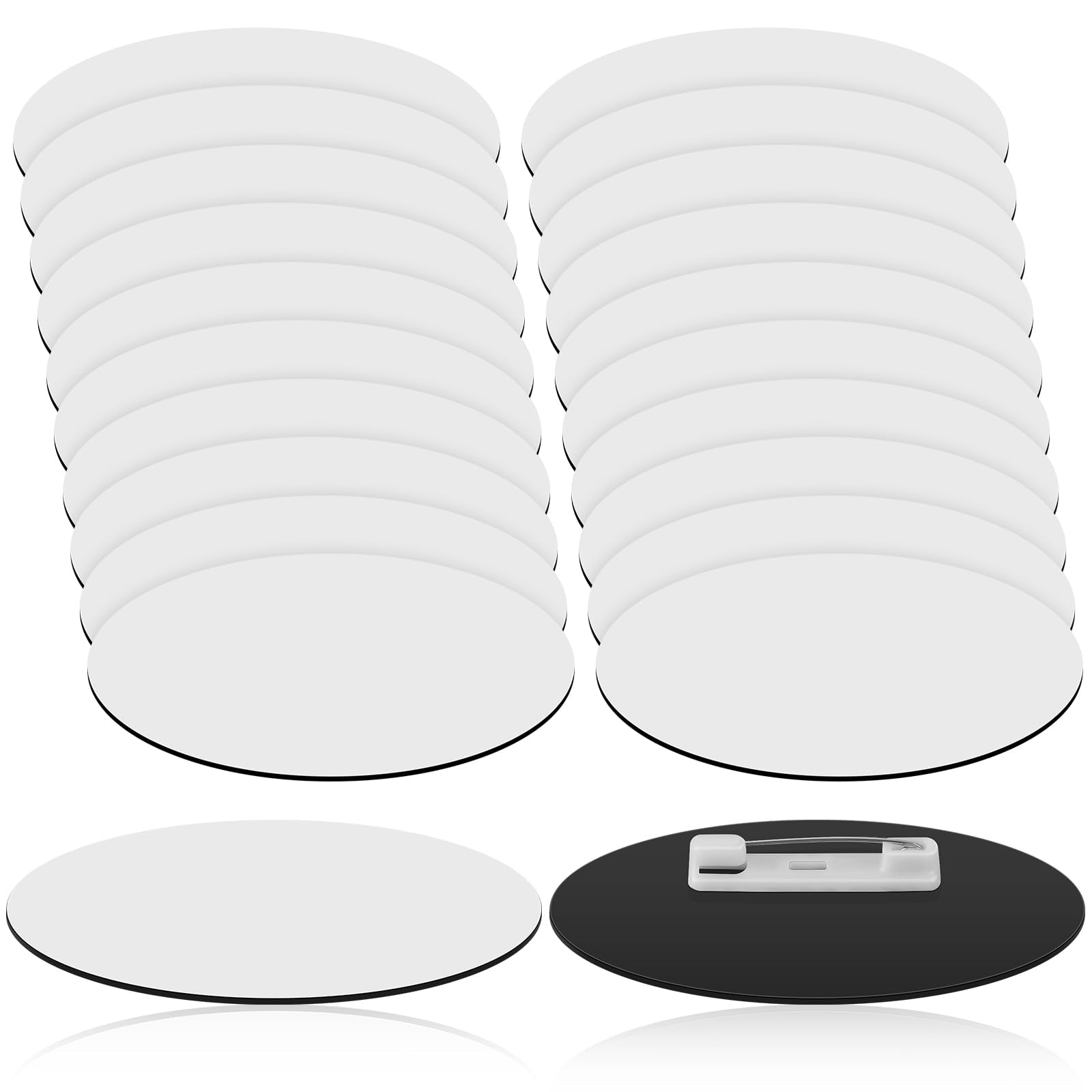 XunYee 20 Pcs Oval Name Tags with Pins 1.5 x 3 Inch Blank Name Tags DIY ...