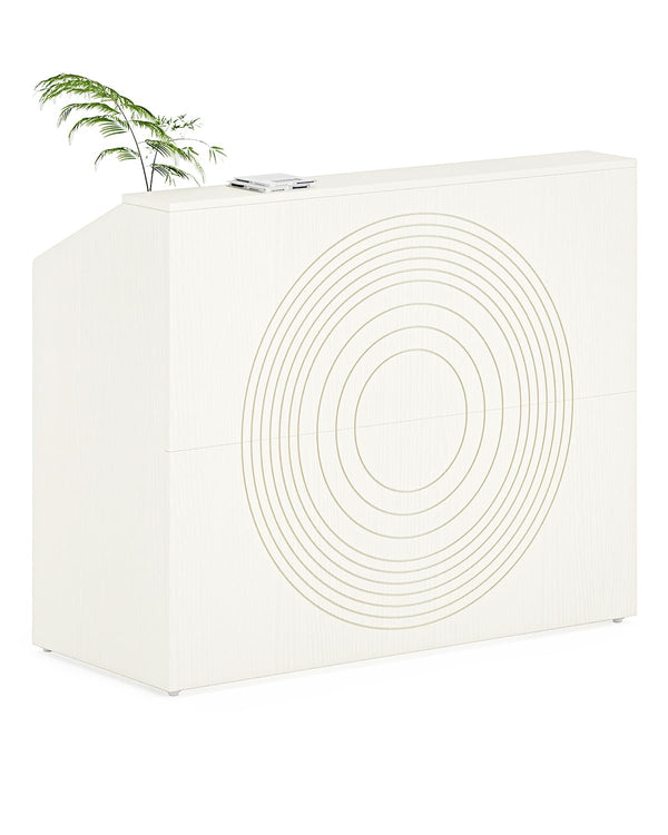 LITTLE TREE 47-Inch Reception Desk with Counter, White Front Desk Rece ...