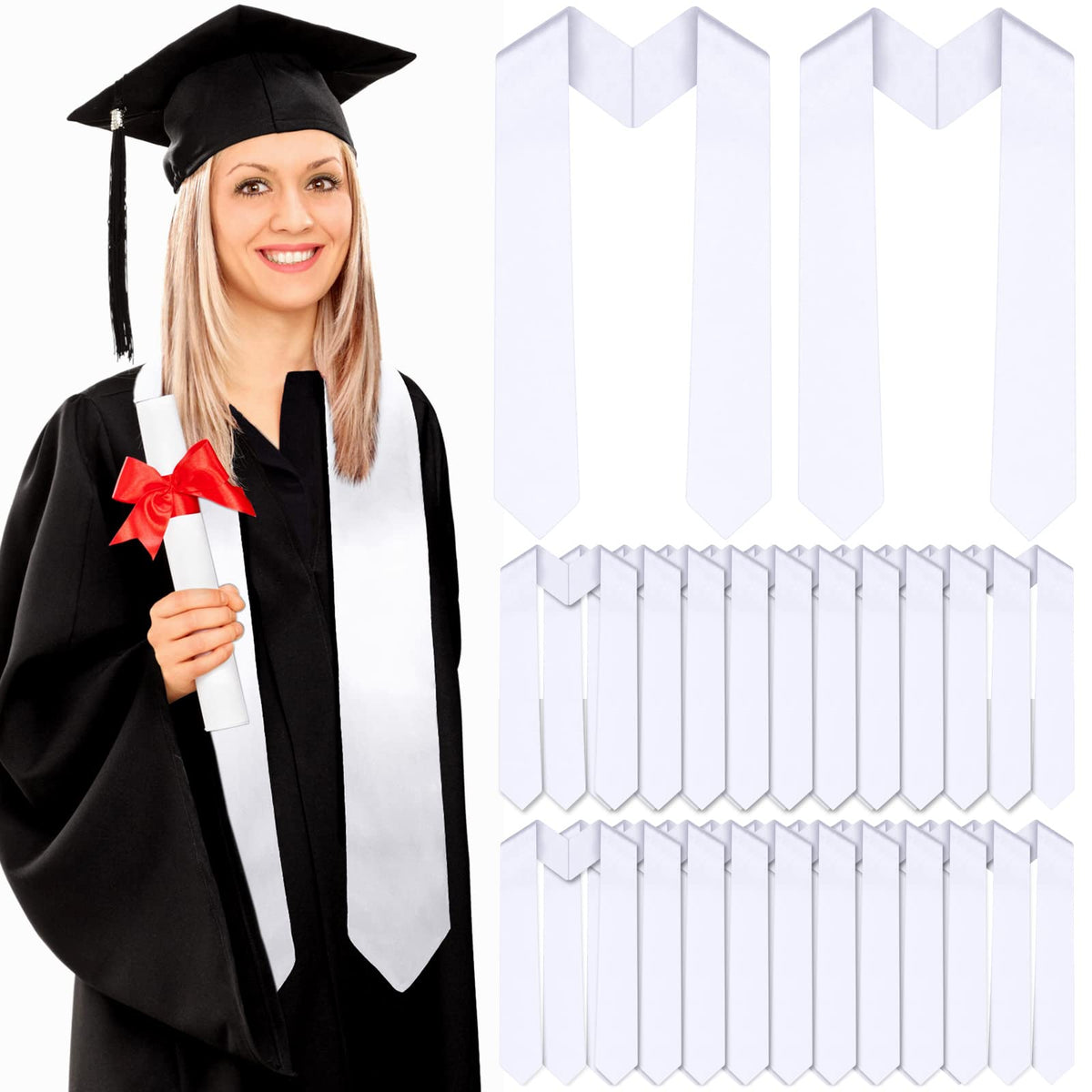 Giegxin 50 Pcs Unisex Graduation Stole Adult Sublimation Blank Plain G ...