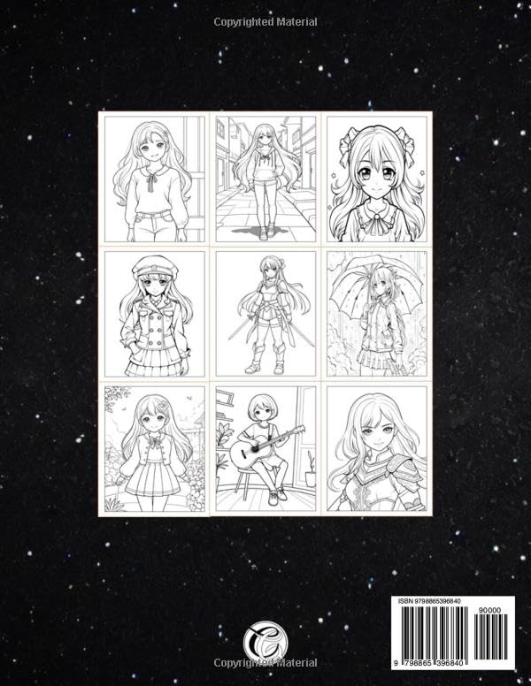 Anime Girls Coloring Book: Anime Girl Fashion Coloring Book For Girls ...