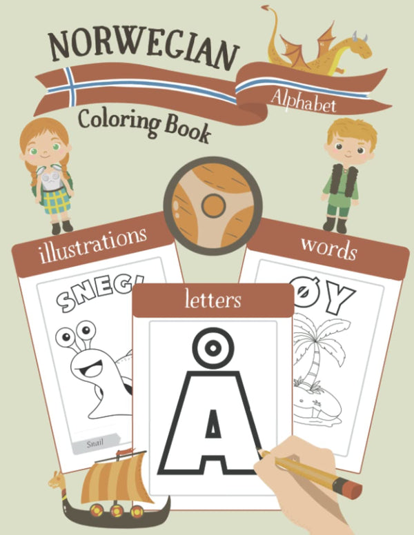 Norwegian Alphabet Coloring Book: Color & Learn Norwegian Alphabet and ...