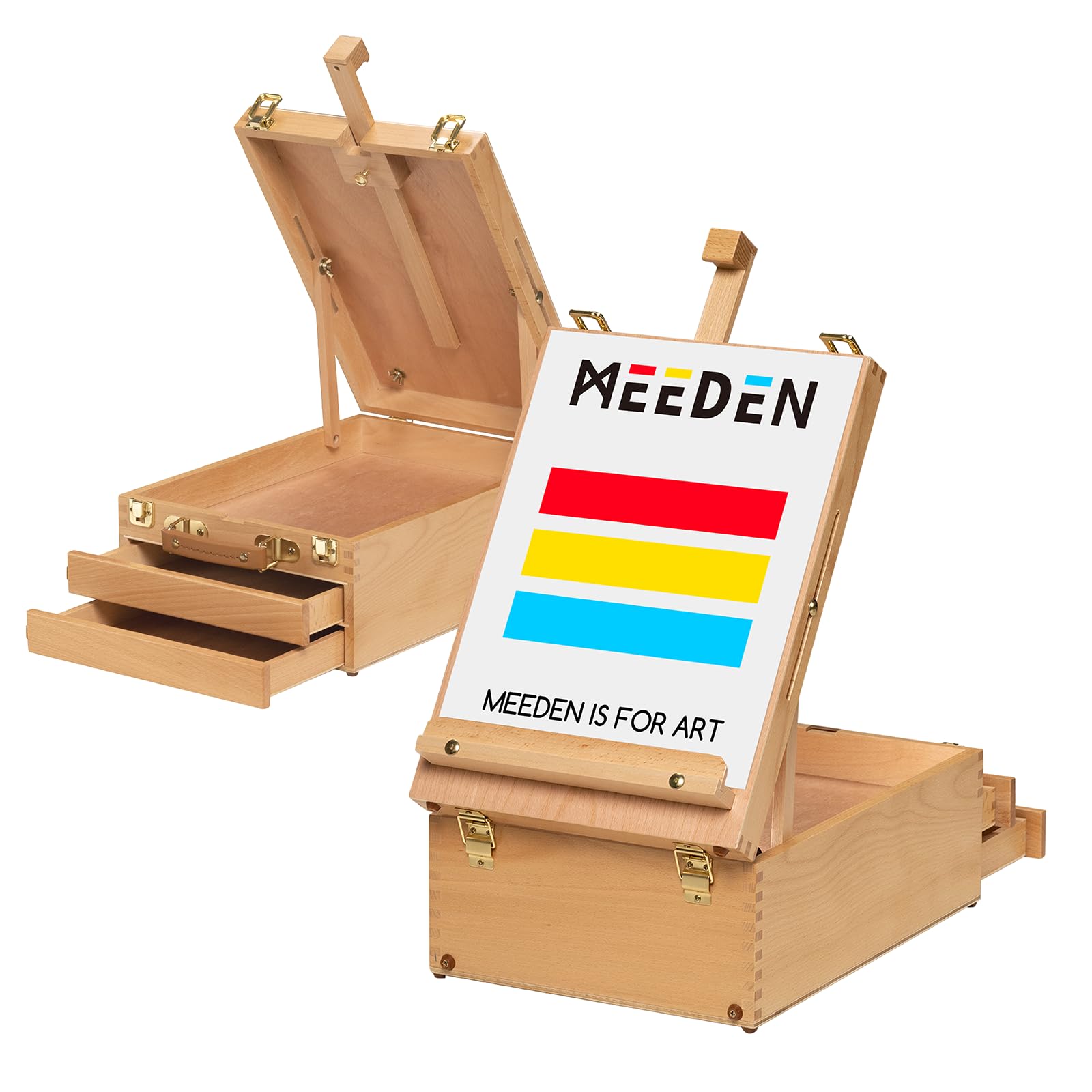 MEEDEN Large Tabletop Easel Sketchbox, Adjustable Solid Beech Wood ...