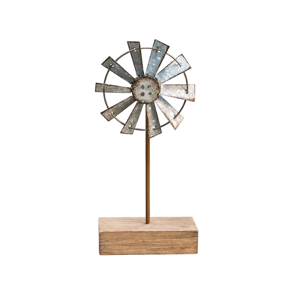 CWI Gifts Simple Windmill Table Sitter - 10 inch Galvanized Metal Wind ...
