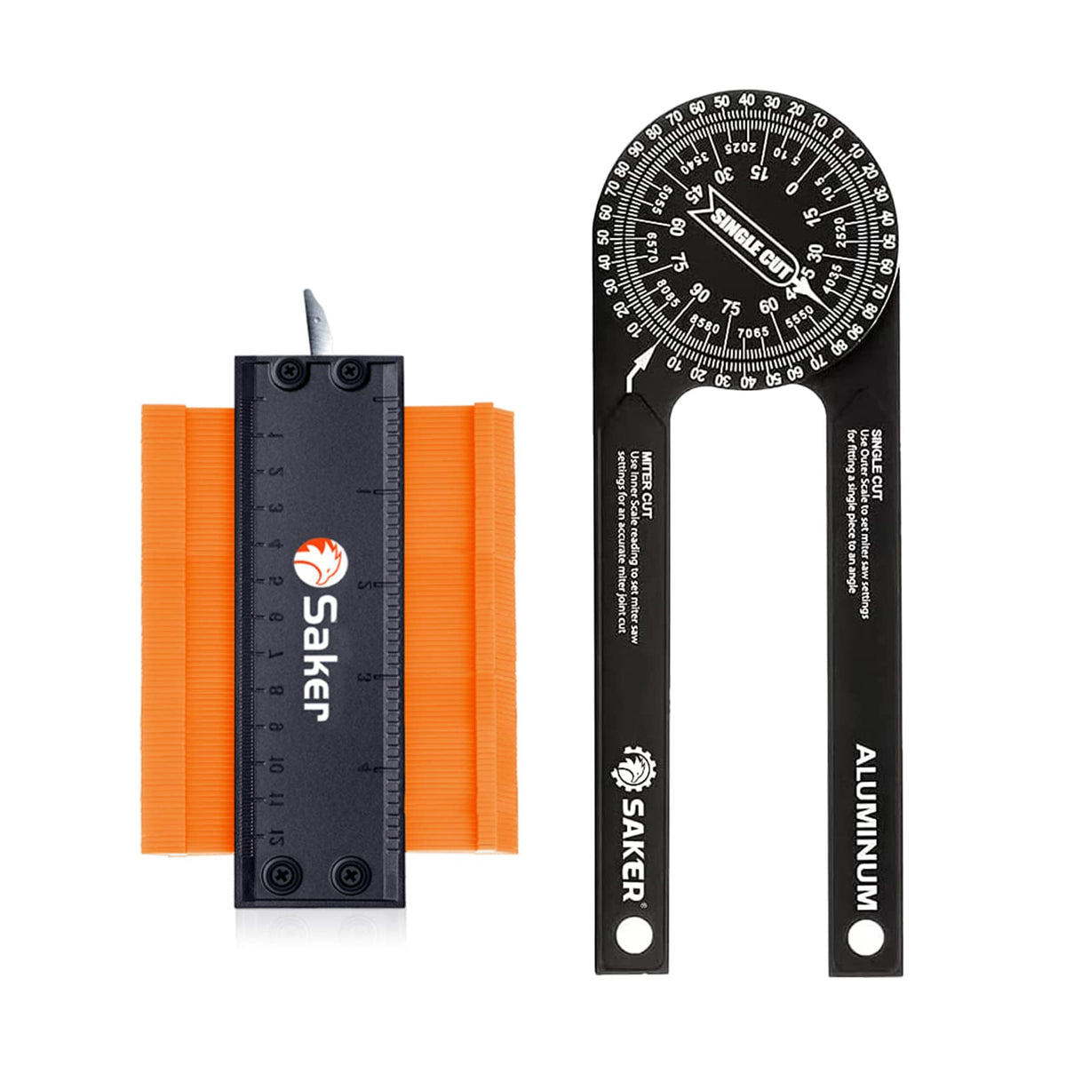 Saker Miter Saw Protractor&Saker Contour Gauge (5 Inch Lock) Profile T ...