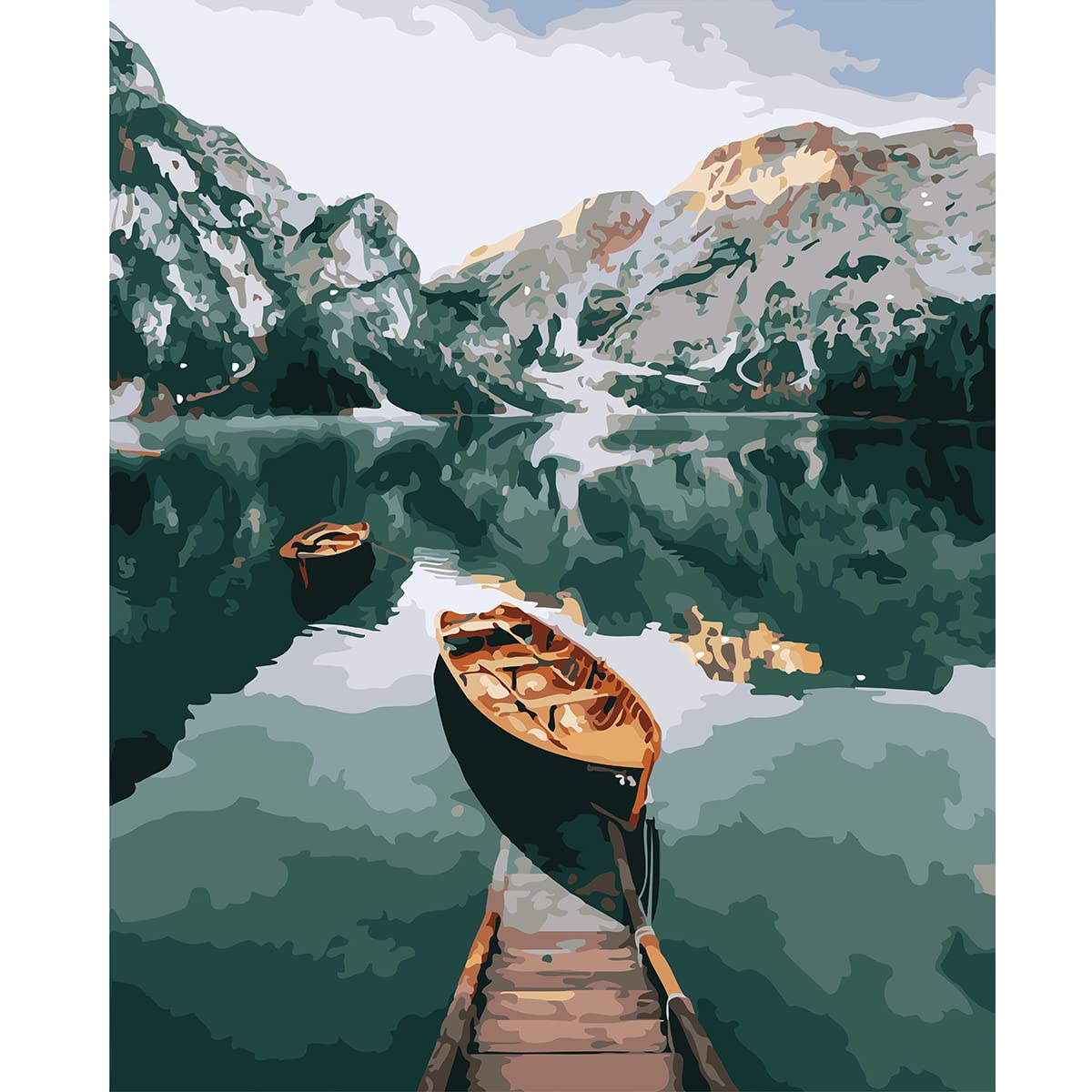 Artunion Mountain Lake Boat Paint by Numbers for Adults Beginner, Land ...