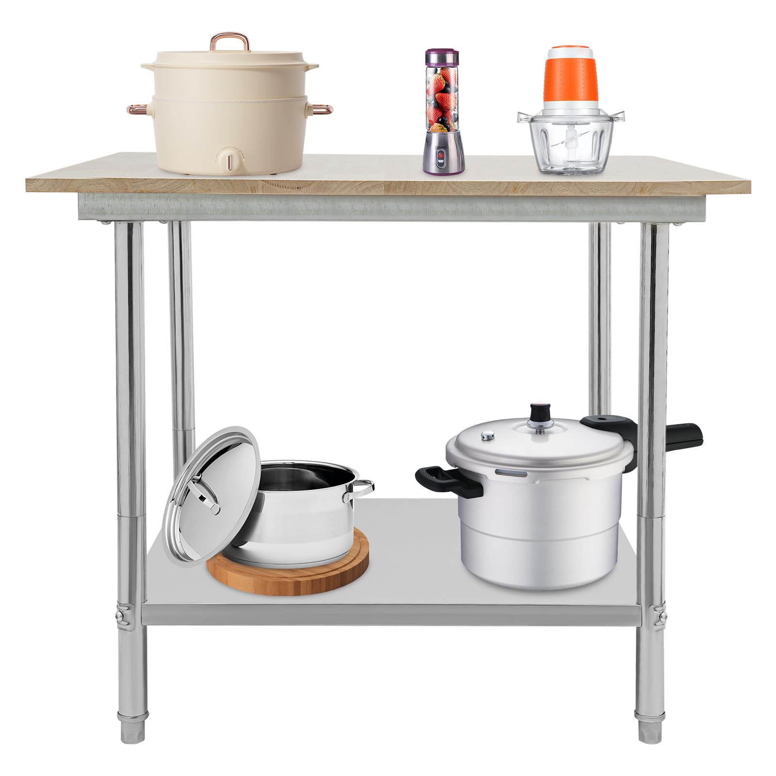 Maple Top Work Table, 36 x 30 x 34 Inch Commercial Butcher Block Wooden ...