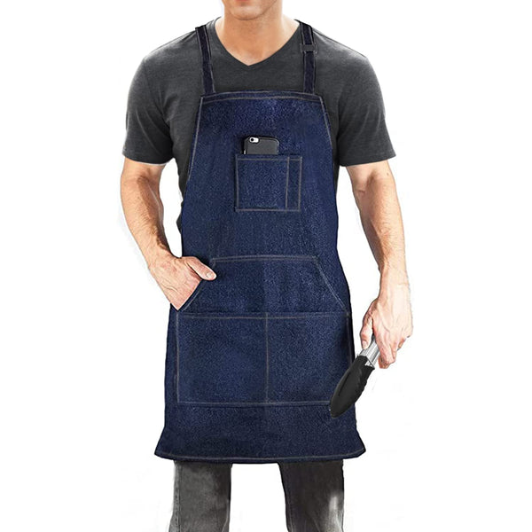 Denim Jean Tool Apron with 4 Pockets Waterproof Adjustable Canvas Ligh ...