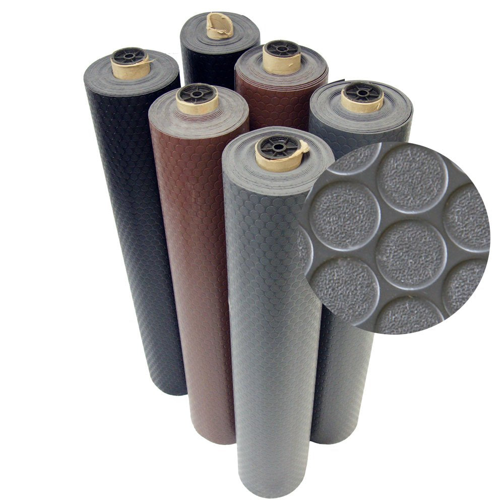 Rubber-Cal Coin-Grip Flooring and Rolling Mat, Brown, 2mm x 4 x 4-Feet ...