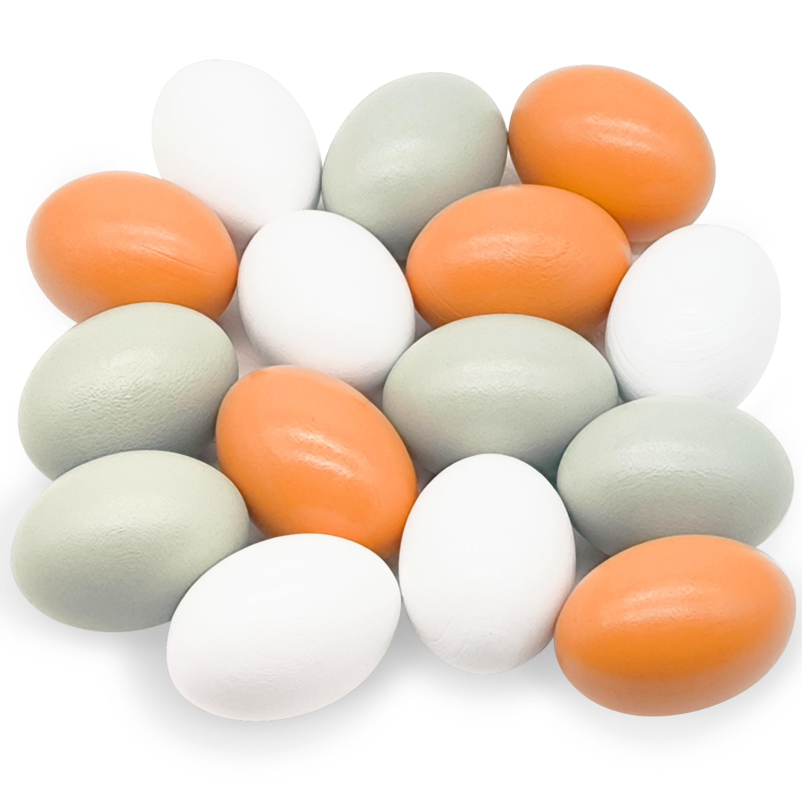 15 Pcs Wooden Fake Eggs,3 Colors Wood Eggs,Fake Chicken Eggs,Dummy Eggs ...