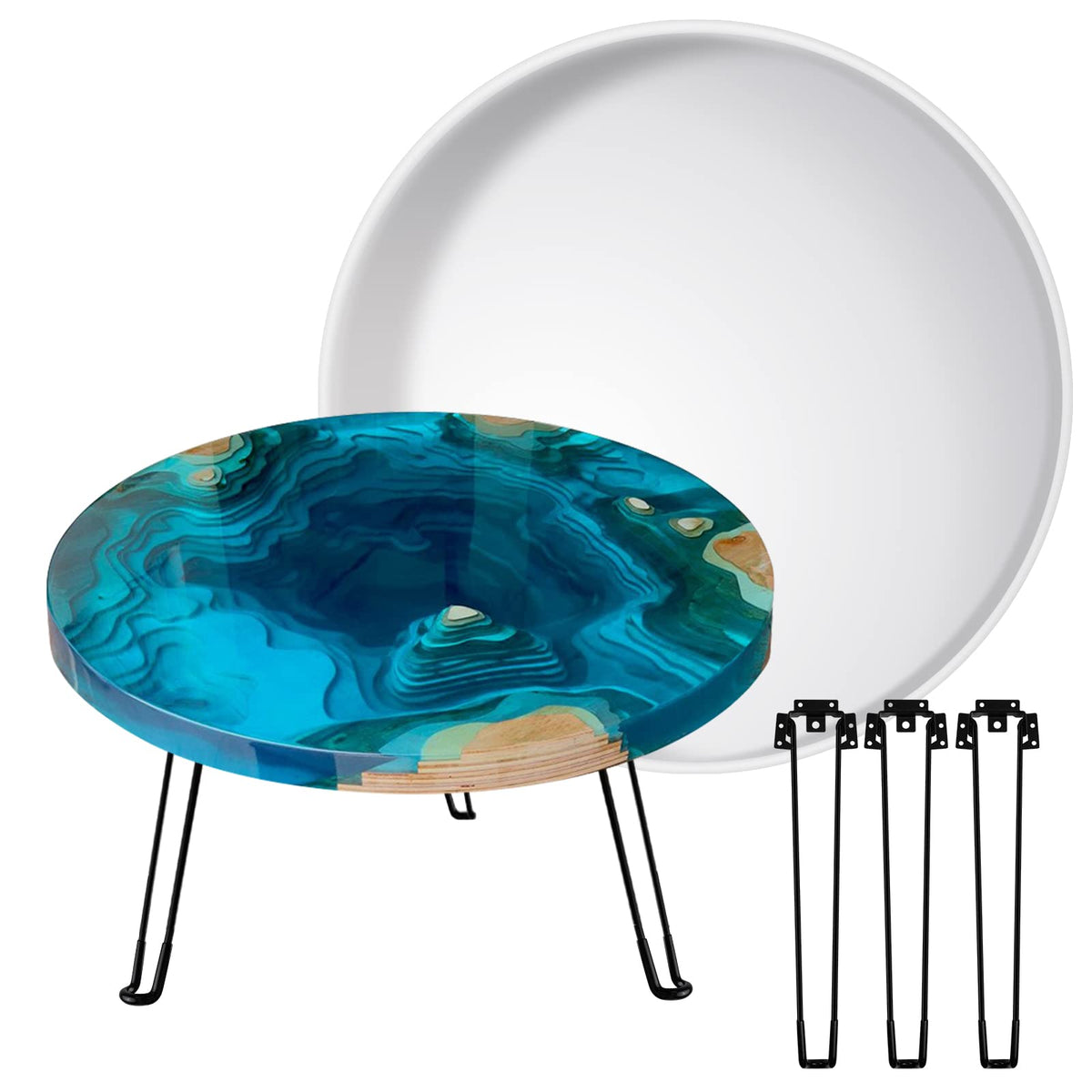Large Resin Tray Molds, MYKASEN 19 Inch Round Epoxy Resin Table Mold w ...