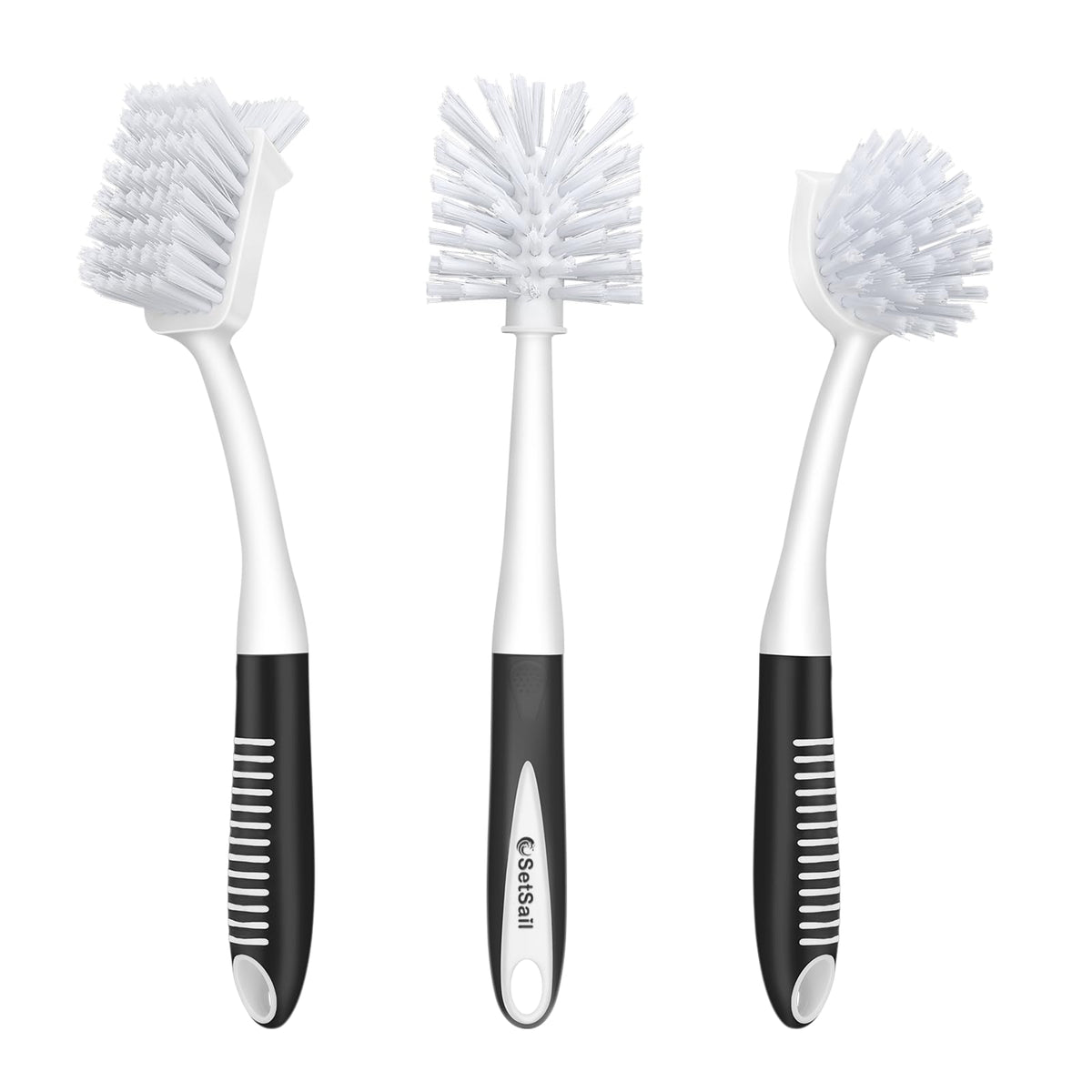 SetSail Dish Brush Set of 3 with Bottle Brush, Dish Scrub Brush with L ...