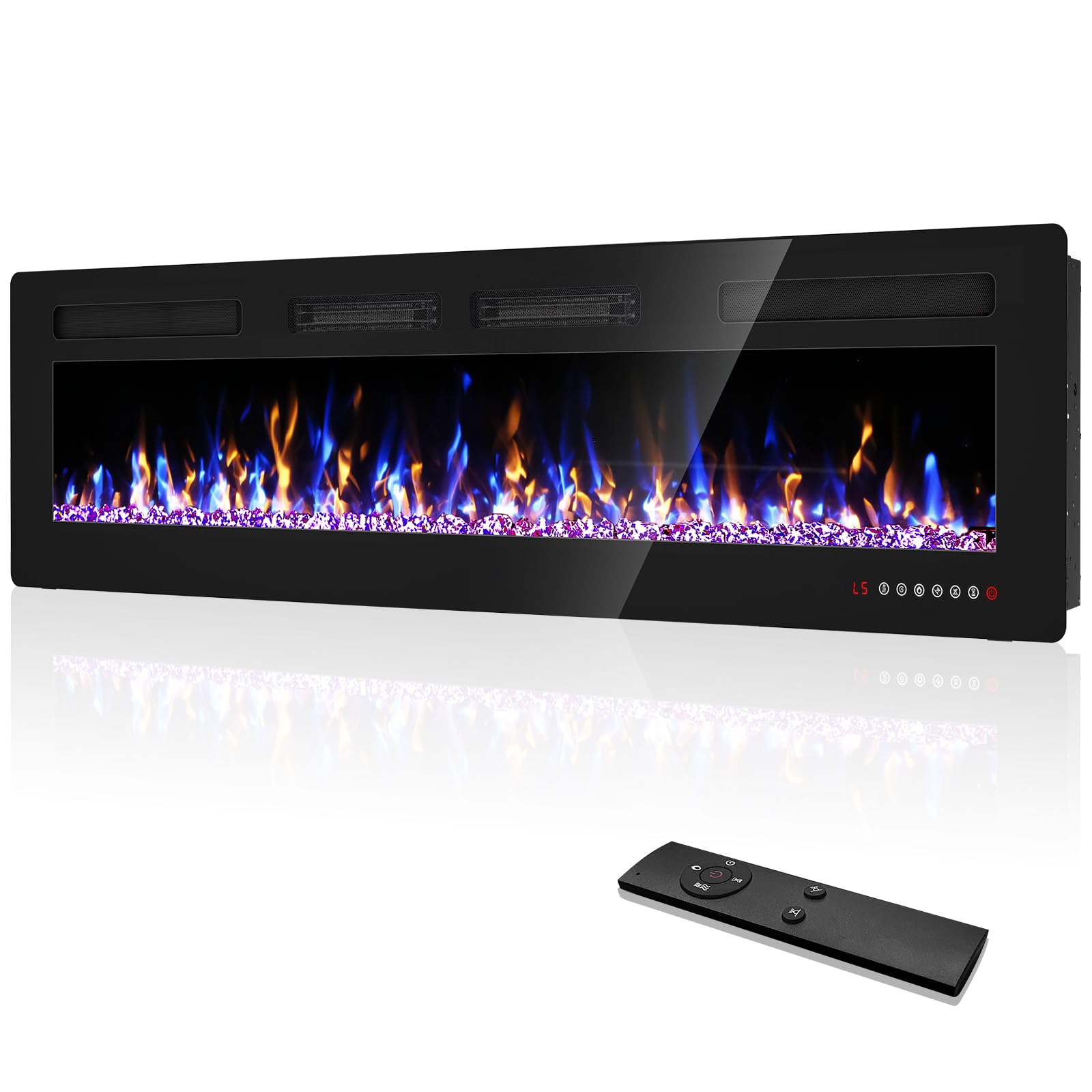 Eueiriup 72” Recessed and Wall Mounted Fire Places Electric Fireplace ...