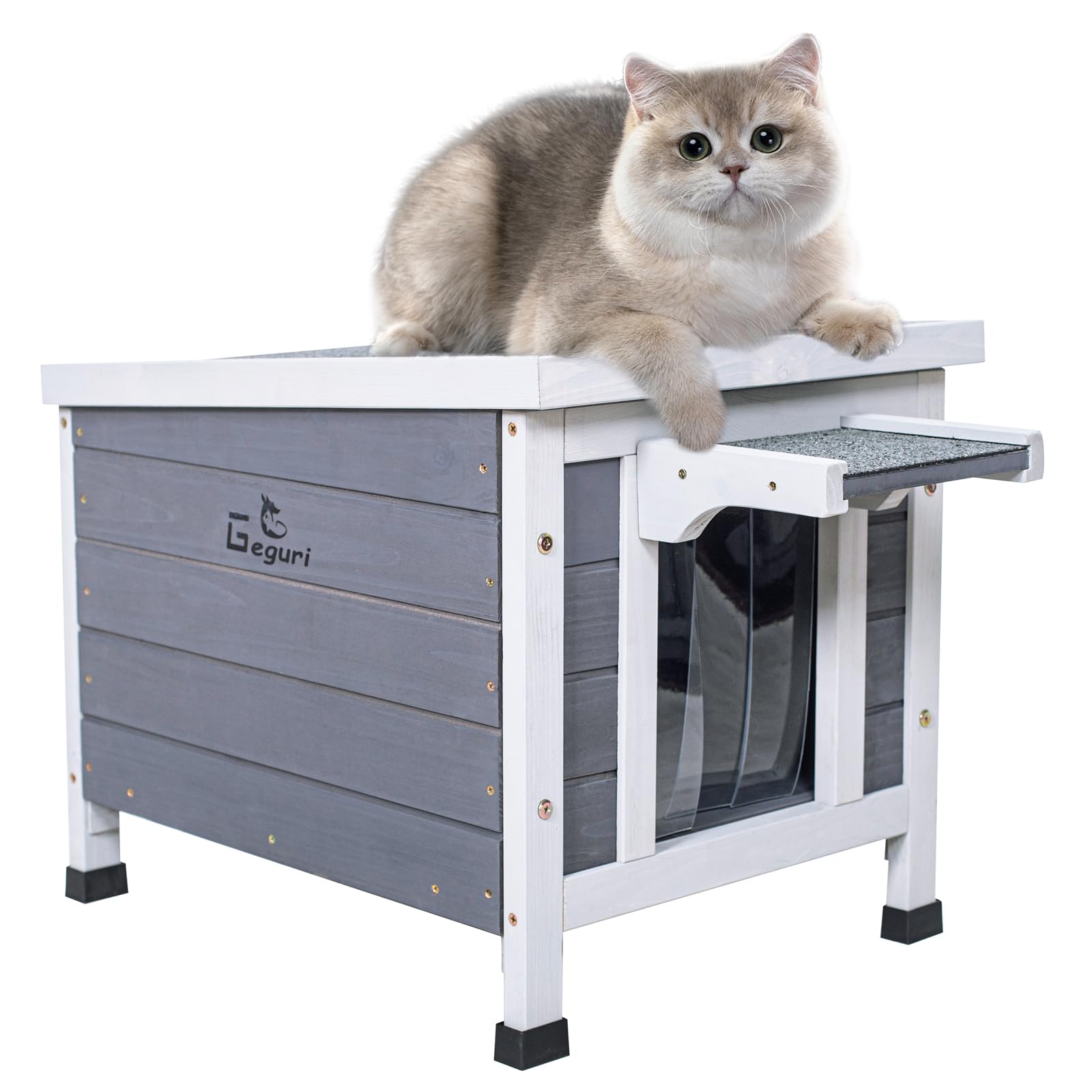 GEGURI Outdoor Cat House, Weatherproof Shelter for Ferrel Cats, Dogs ...