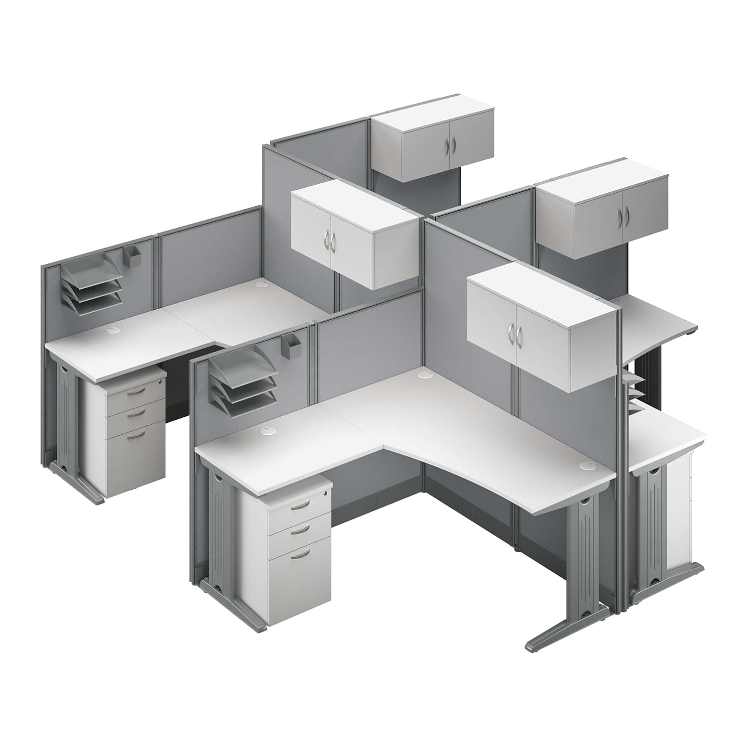 Bush Business Furniture Office in an Hour L Shaped Cubicle Desks with ...