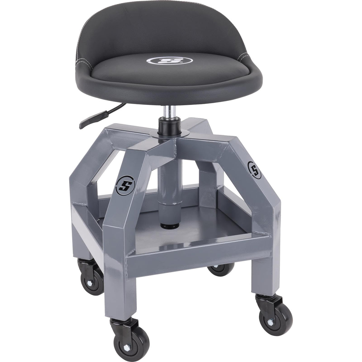 Heavy Duty Adjustable Height Rolling Shop Stool With Tool Tray ...