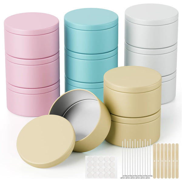 MeiGlow 6oz Macaron-Color Candle Tins 12PCS, Empty Matte Candle Jars C ...