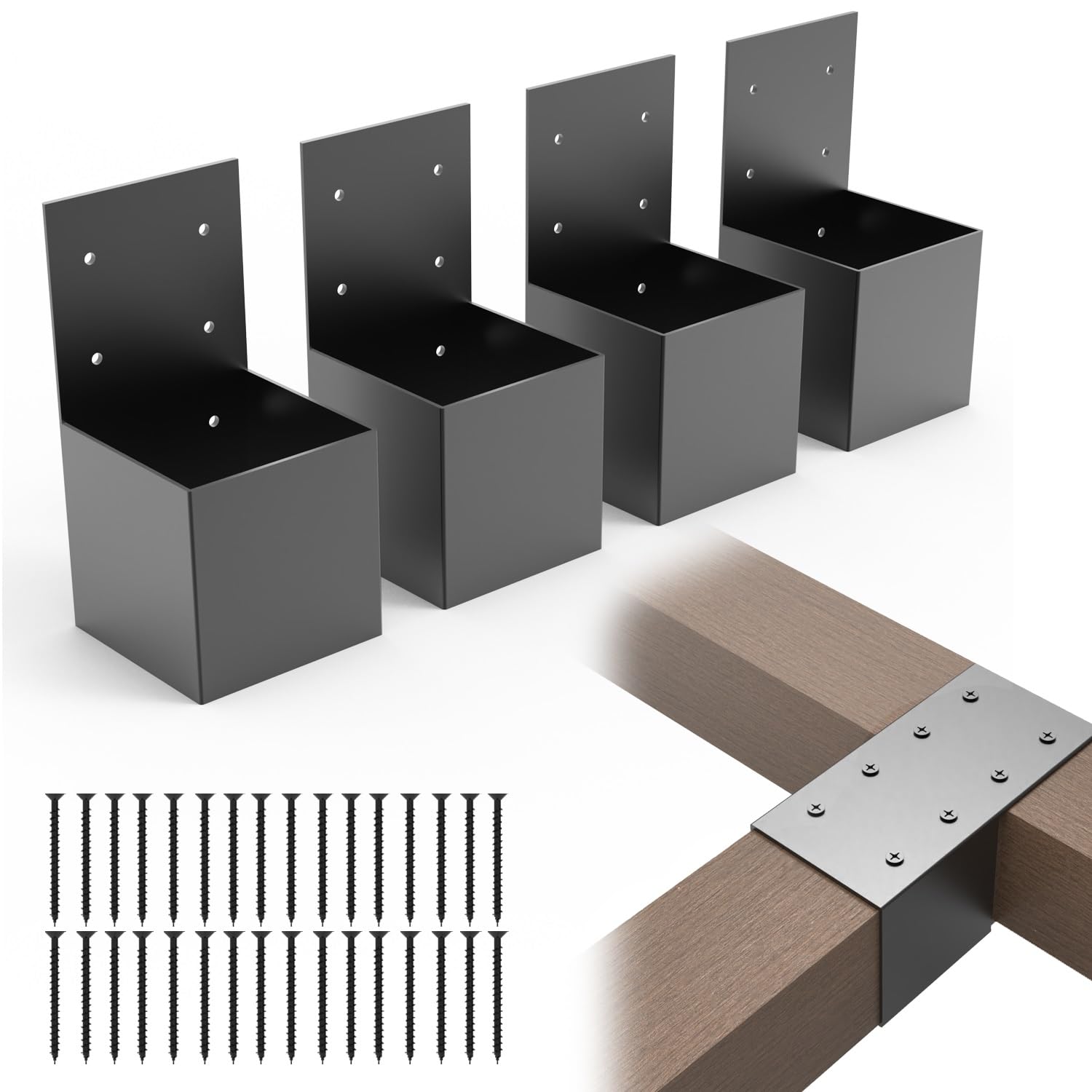 YEOOE 4 Pack Pergola Brackets 4x4 (Actual: 3.5x3.5 Inch), Rafter Post ...